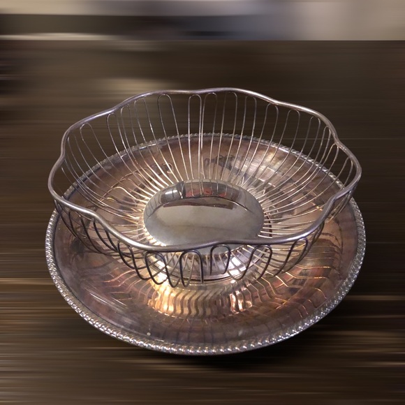 Dining | 196s Silver Plated Wire Fruit Bowl And Nesting Platter Mcm ...